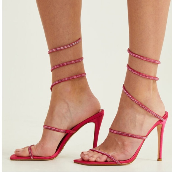 Billini | Shoes | Hot Pink Satin Ankle Wrap Heels | Poshmark